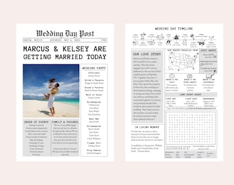 Wedding Day Newspaper Template Newspaper Wedding Program - Etsy