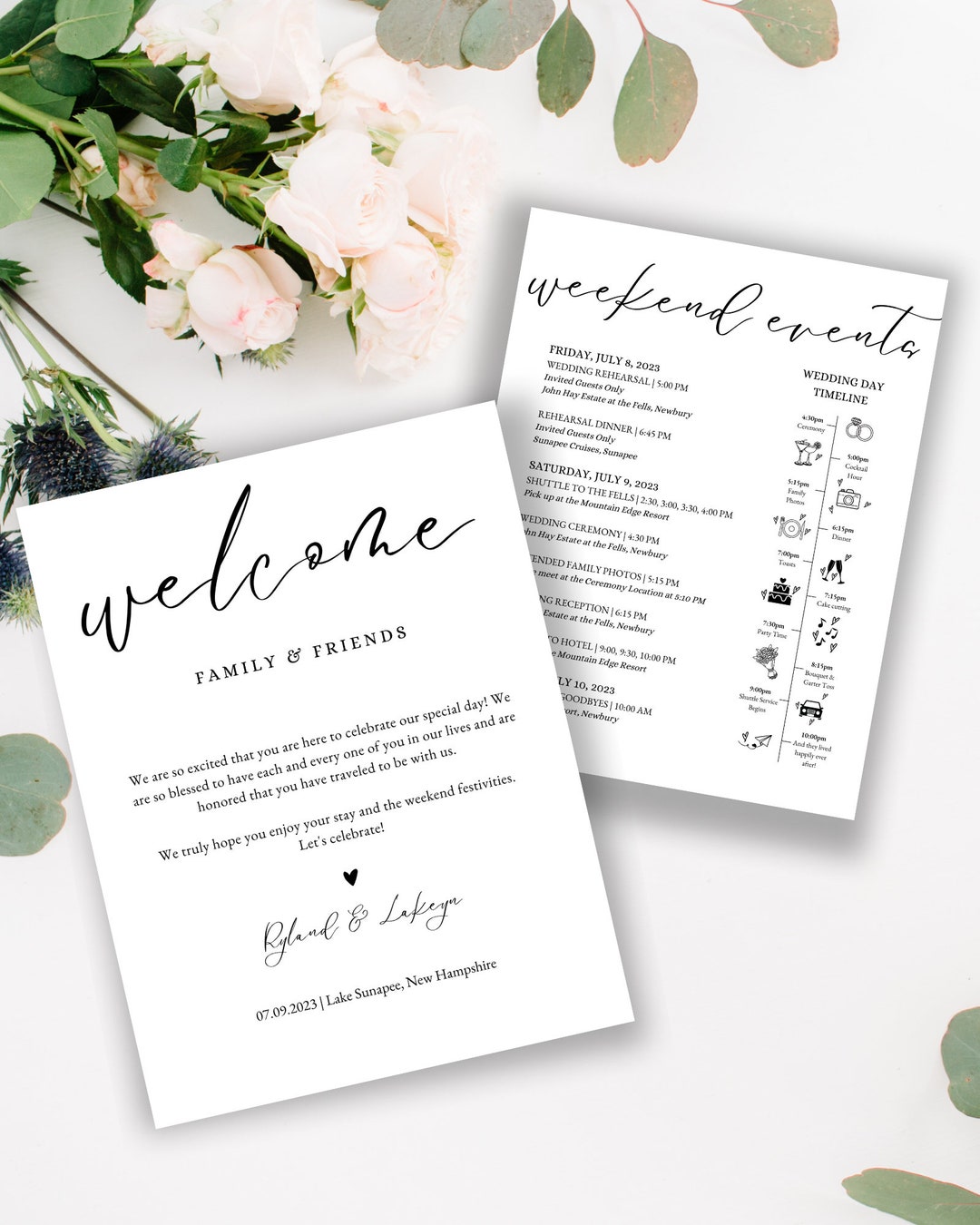 Welcome Letter and Wedding Program - Customizable Template - Etsy
