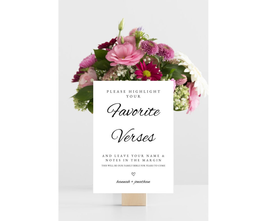 Favorite Bible Verse | Minimalist Wedding Welcome Sign | Highlight Your ...