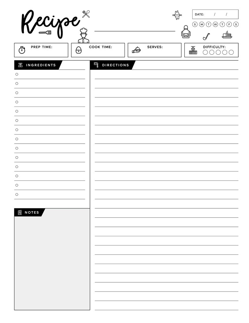 100 Pages Recipe Book Printable PDF - Etsy