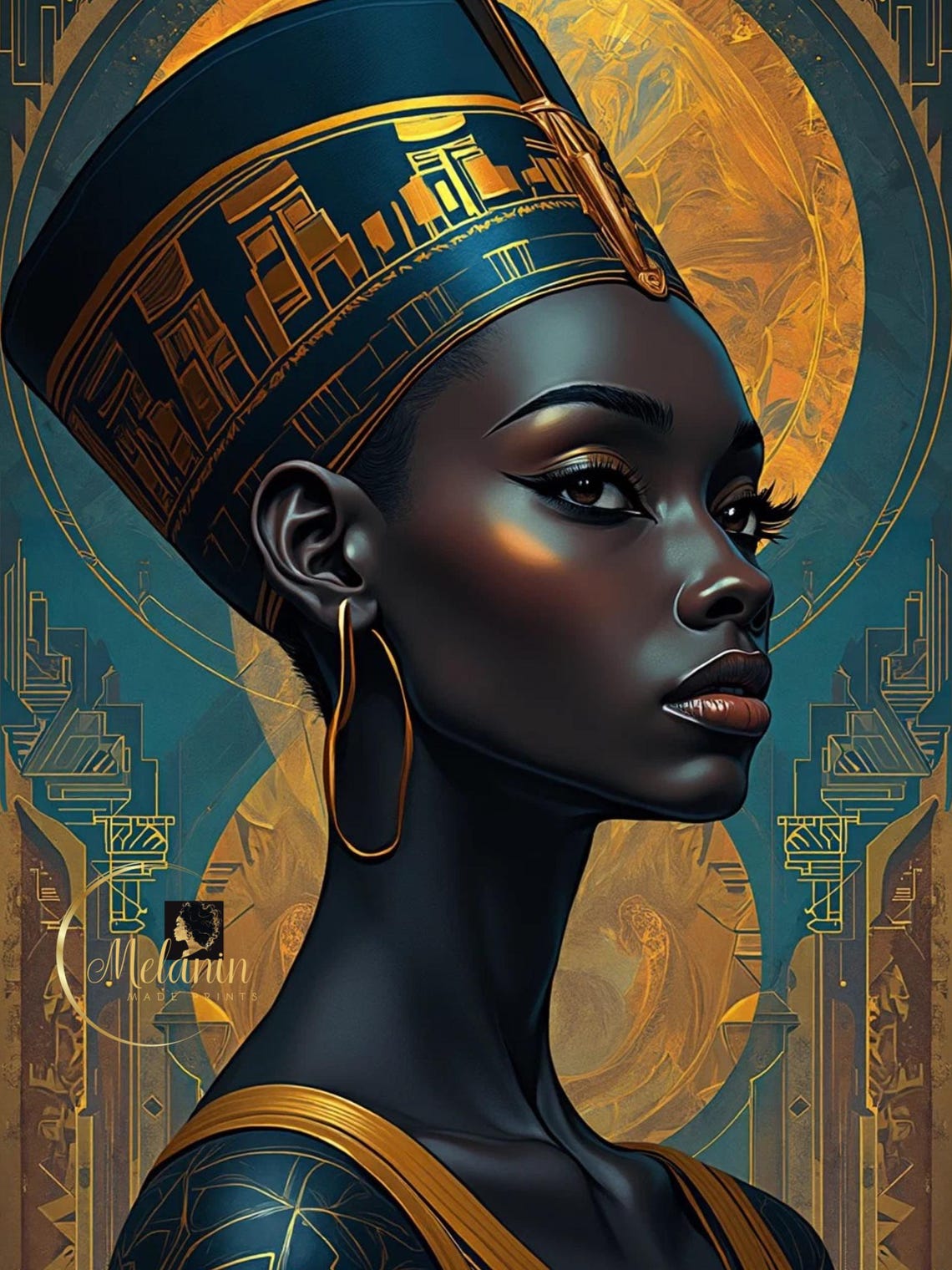 African Nubian Queen Printable Wall Art - Digital African Decor, Black ...