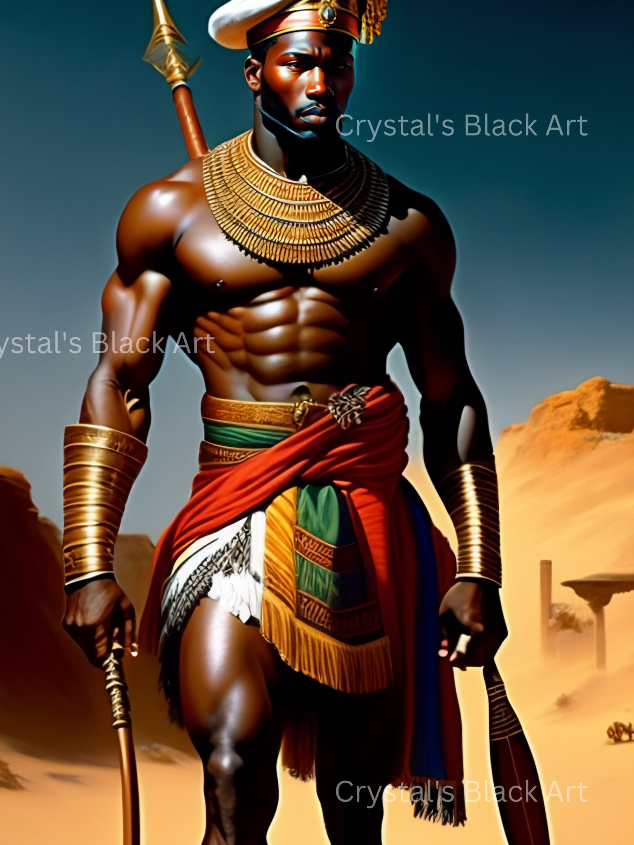 African Warrior Art Print: Black Man Cave Decor (digital Download) - Etsy