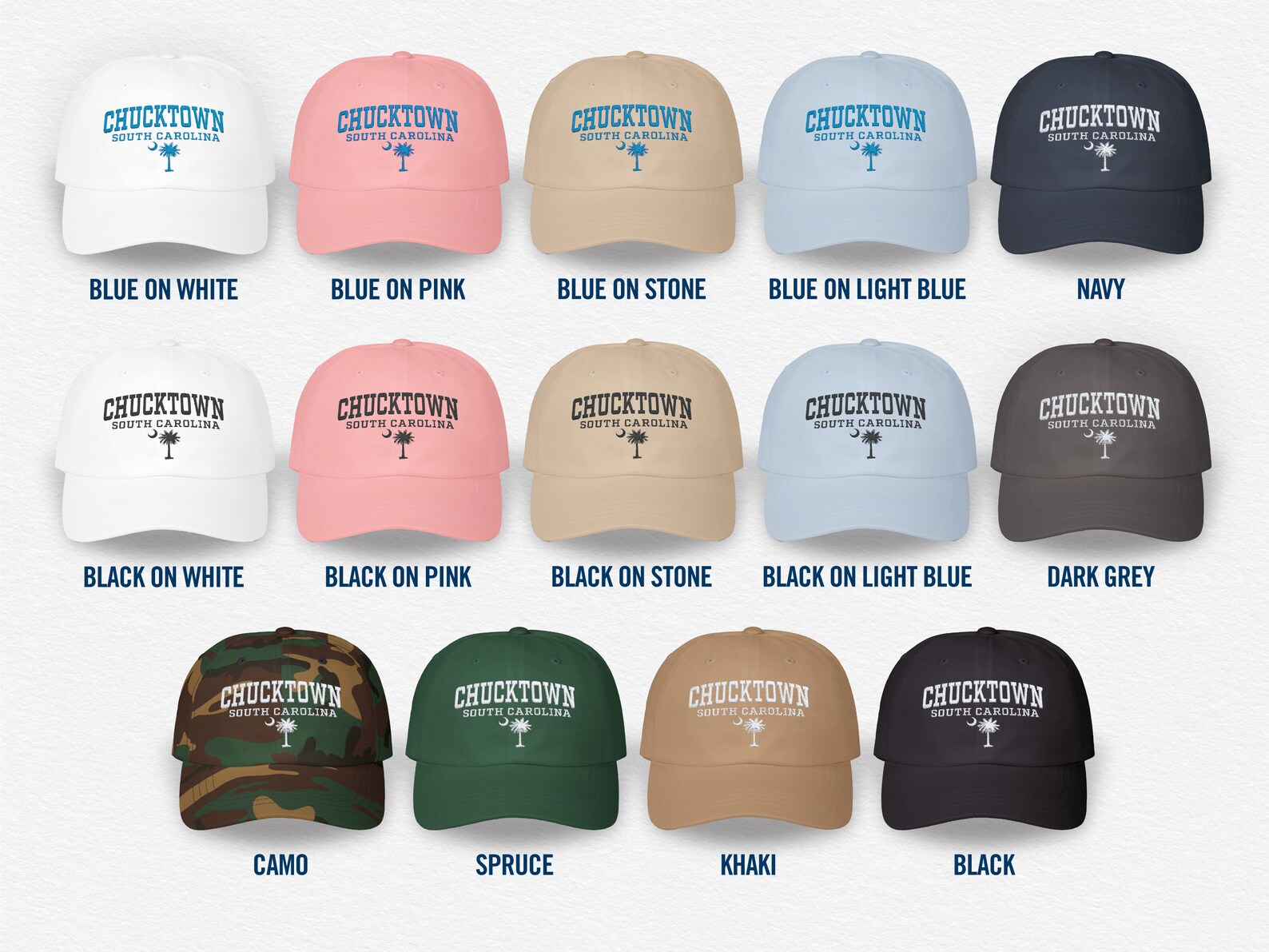 Charleston Embroidered Dad Cap, Chucktown Adjustable Unisex Baseball ...