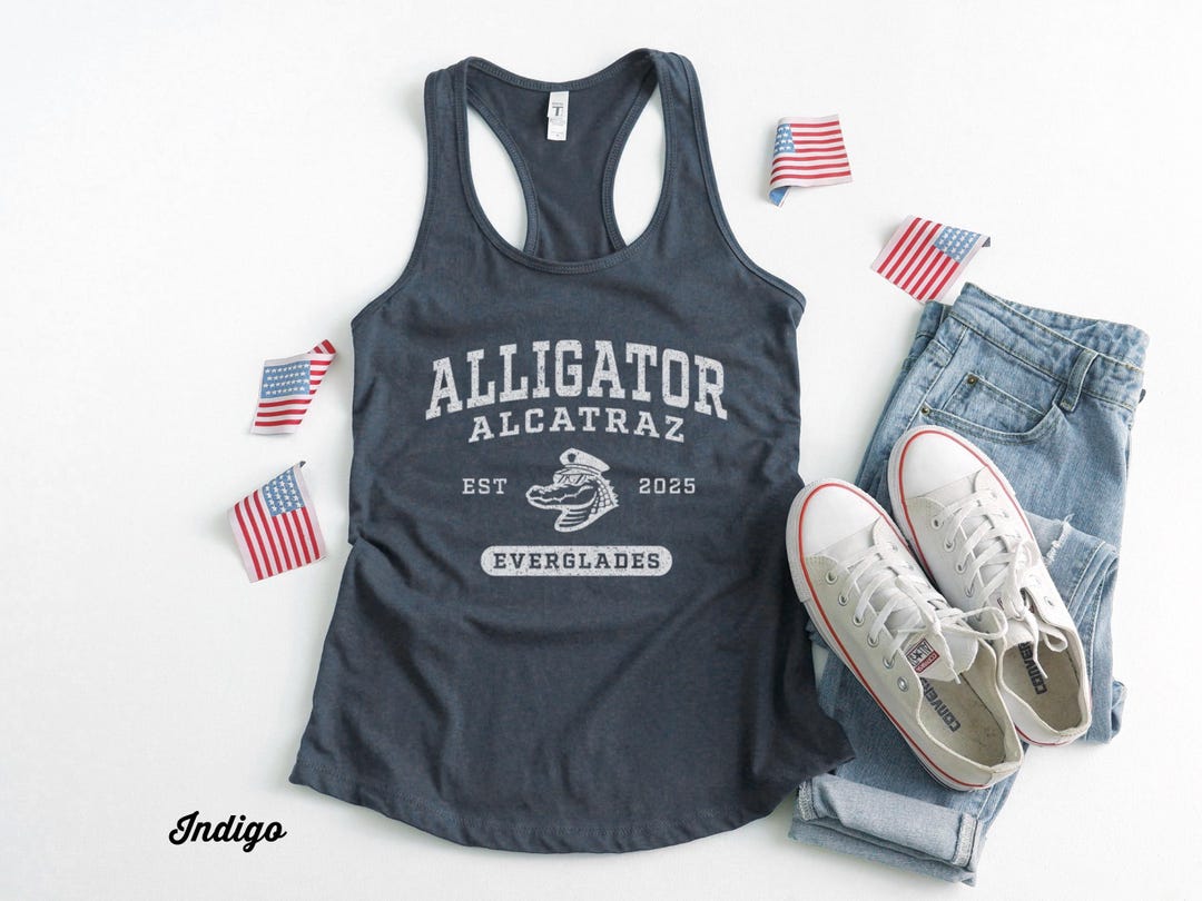 Alligator Alcatraz Ladies Tank Top, Vintage Gator Gift Shirt, Florida ...