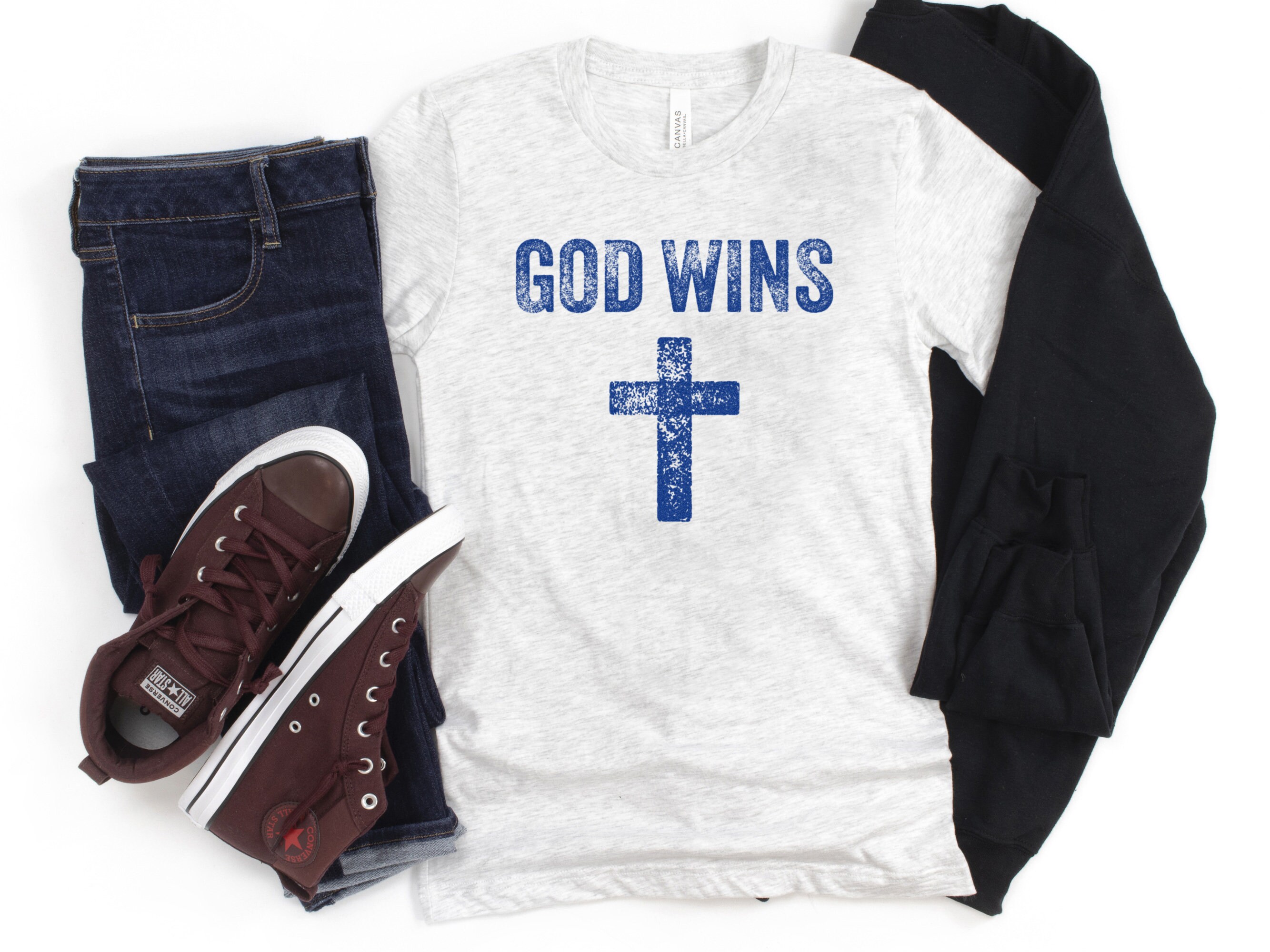God Wins Christian Vintage Unisex Shirt Jesus Cross Trump T-shirt MAGA ...