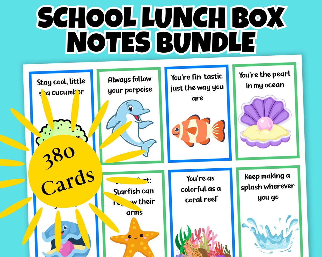 Printable School Lunch Box Notes for Kids, Bundle of Lunch Box Notes ...