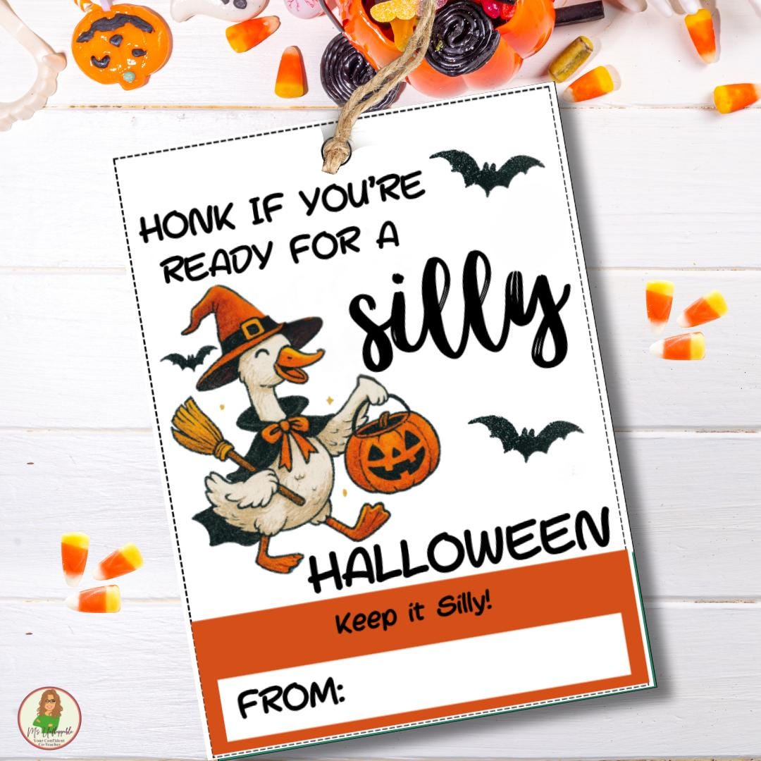 Silly Goose Halloween Favor Tags, Silly Goose Gift Tags, Trick or Treat ...