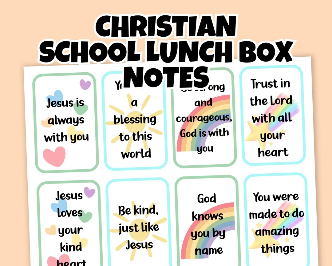 Printable School Lunch Box Notes for Kids, Christian Lunch Box Notes ...