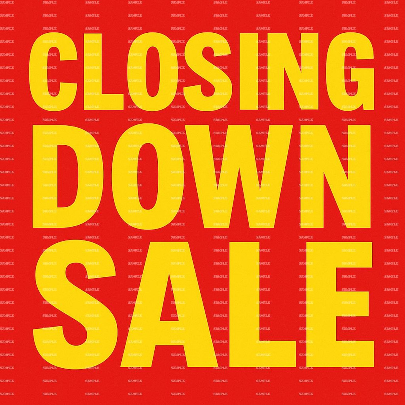 Bold Closing Down Sign Poster Instant Digital Download Bright Red and ...