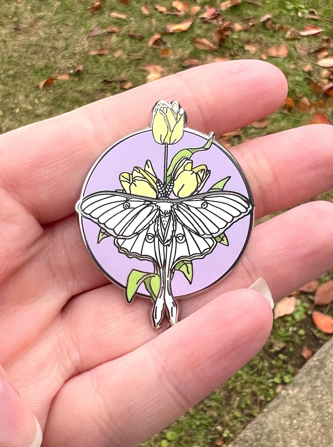 Moonlight Luna Enamel Pin | Hard Enamel Pin | Luna Moth 2” Pin | Albino ...
