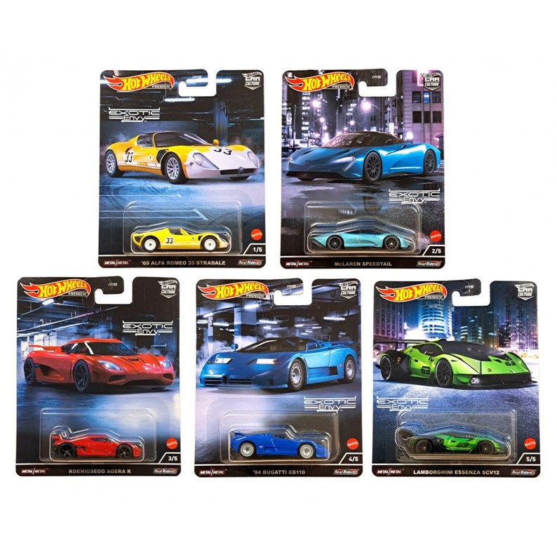 Hot Wheels Premium Car Culture Exotic Envy Set of 5, FPY86-978M 1:64 ...