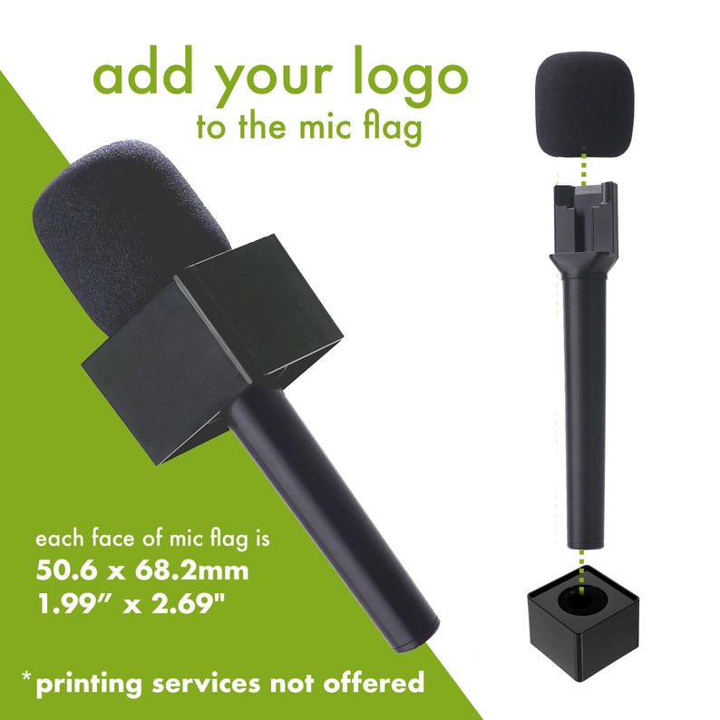 Interview Handle + Mic Flag + 10 Color Foam Tops for DJI Mic, Hollyland ...