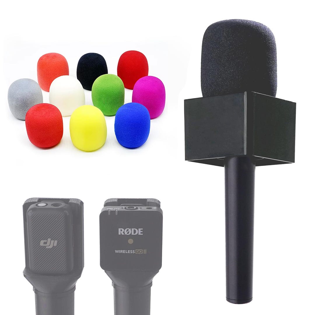 Interview Handle Mic Flag 10 Color Foam Tops for DJI Mic, Hollyland ...