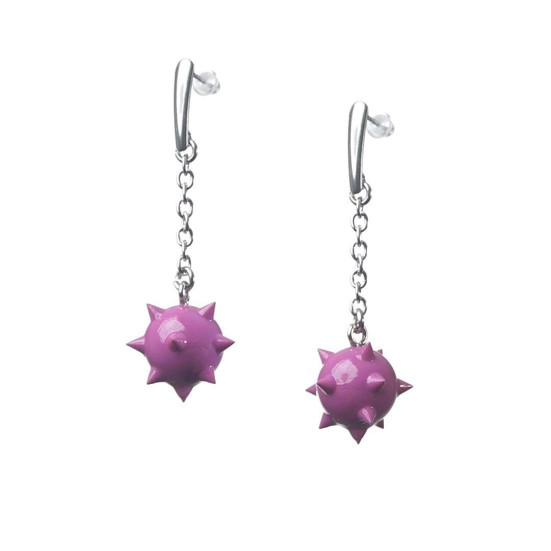 Pink Medieval Flail Drop Earrings | Renaissance Weapon Inspired Jewelry ...