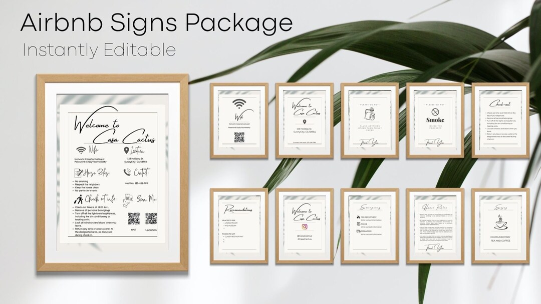 Airbnb Signs Editable Welcome Signs Package Rental Signs House Rules ...