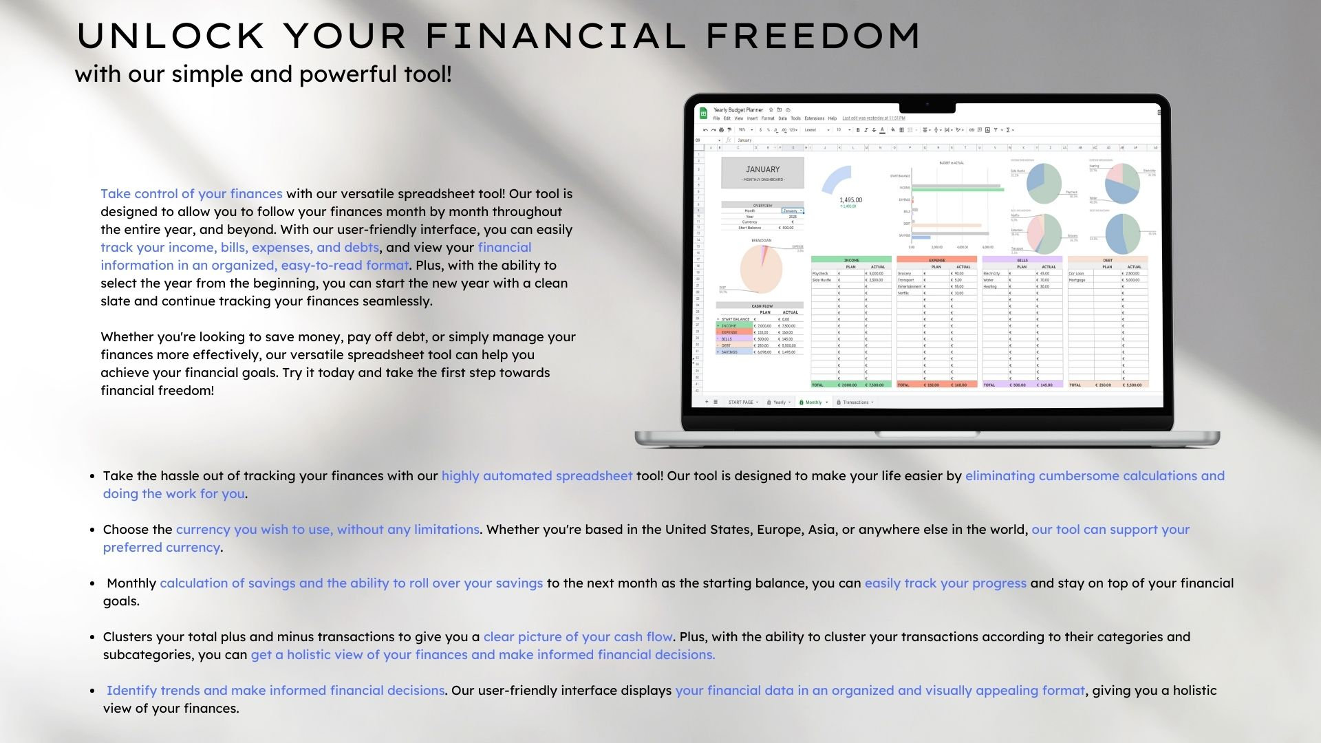 Annual Budget Spreadsheet Monthly Finances Plan Budget Yearly Tracking ...