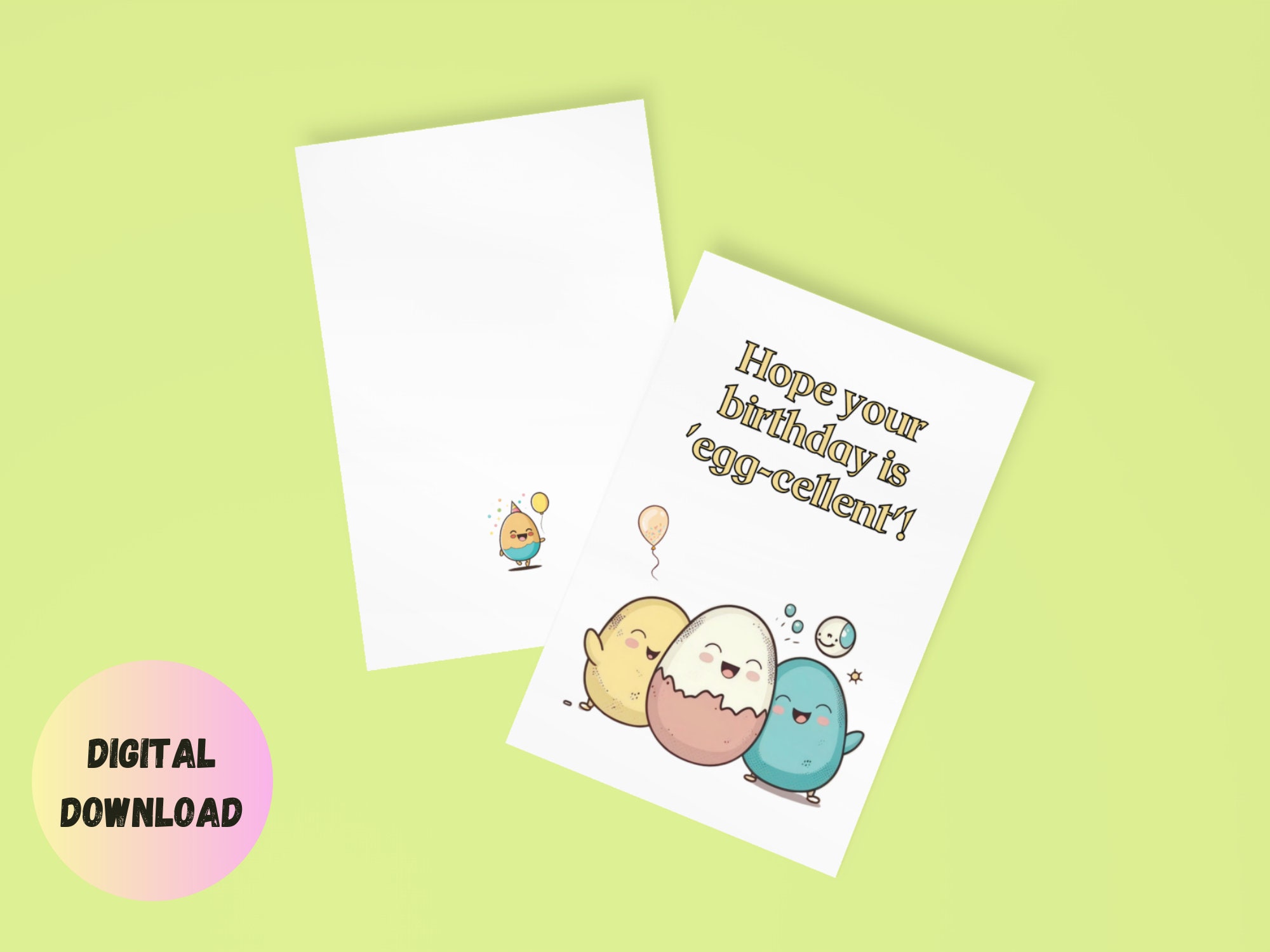 Egg Birthday Card, Printable Birthday Card, Birthday Card Puns, 5x7 ...