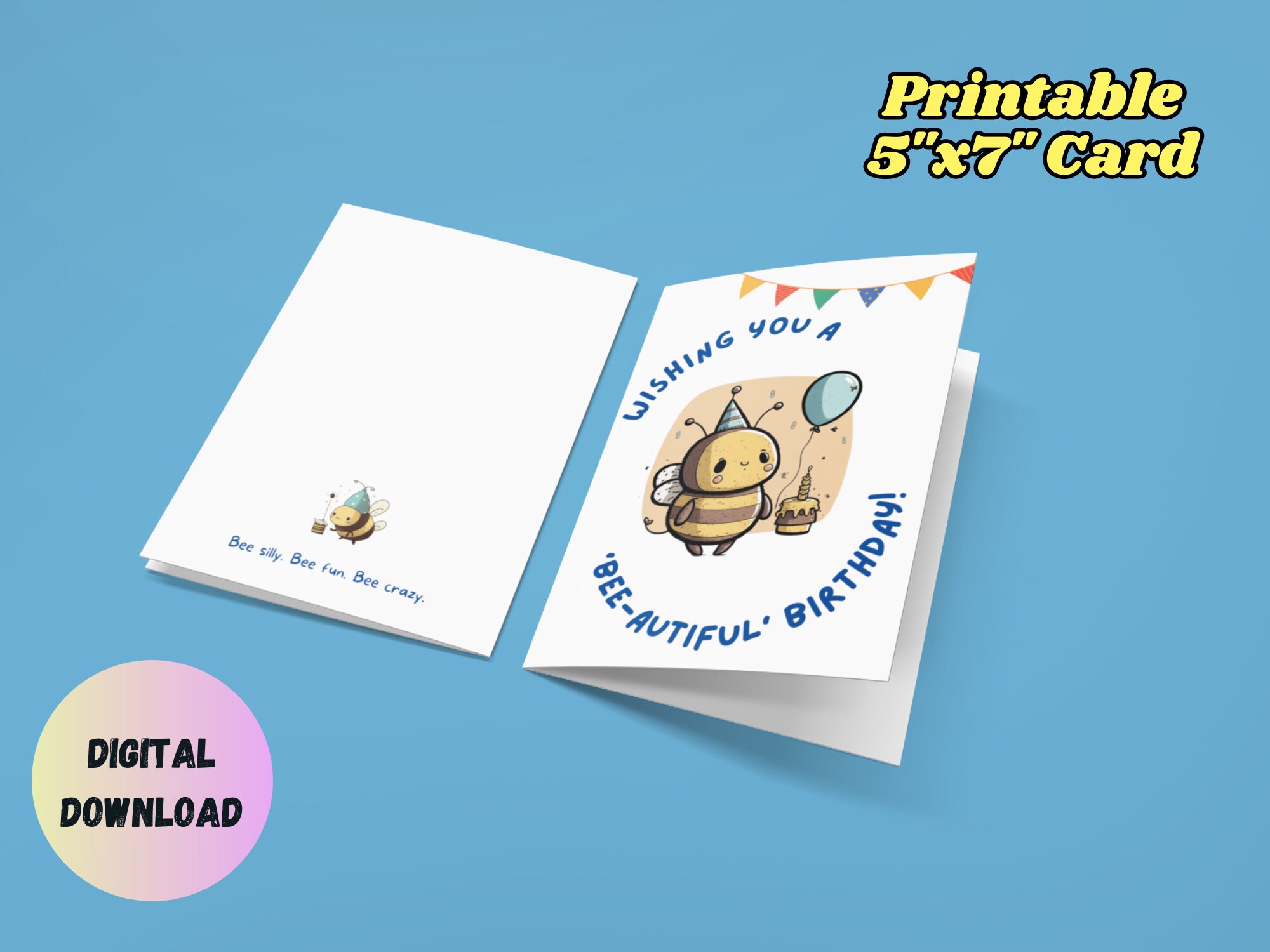 Bee Birthday Card, Printable Birthday Card, Birthday Card Puns, 5x7 ...