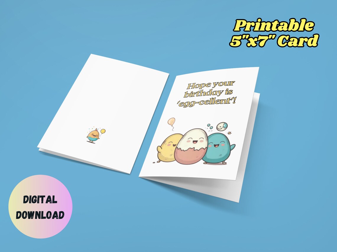 Egg Birthday Card, Printable Birthday Card, Birthday Card Puns, 5x7 ...
