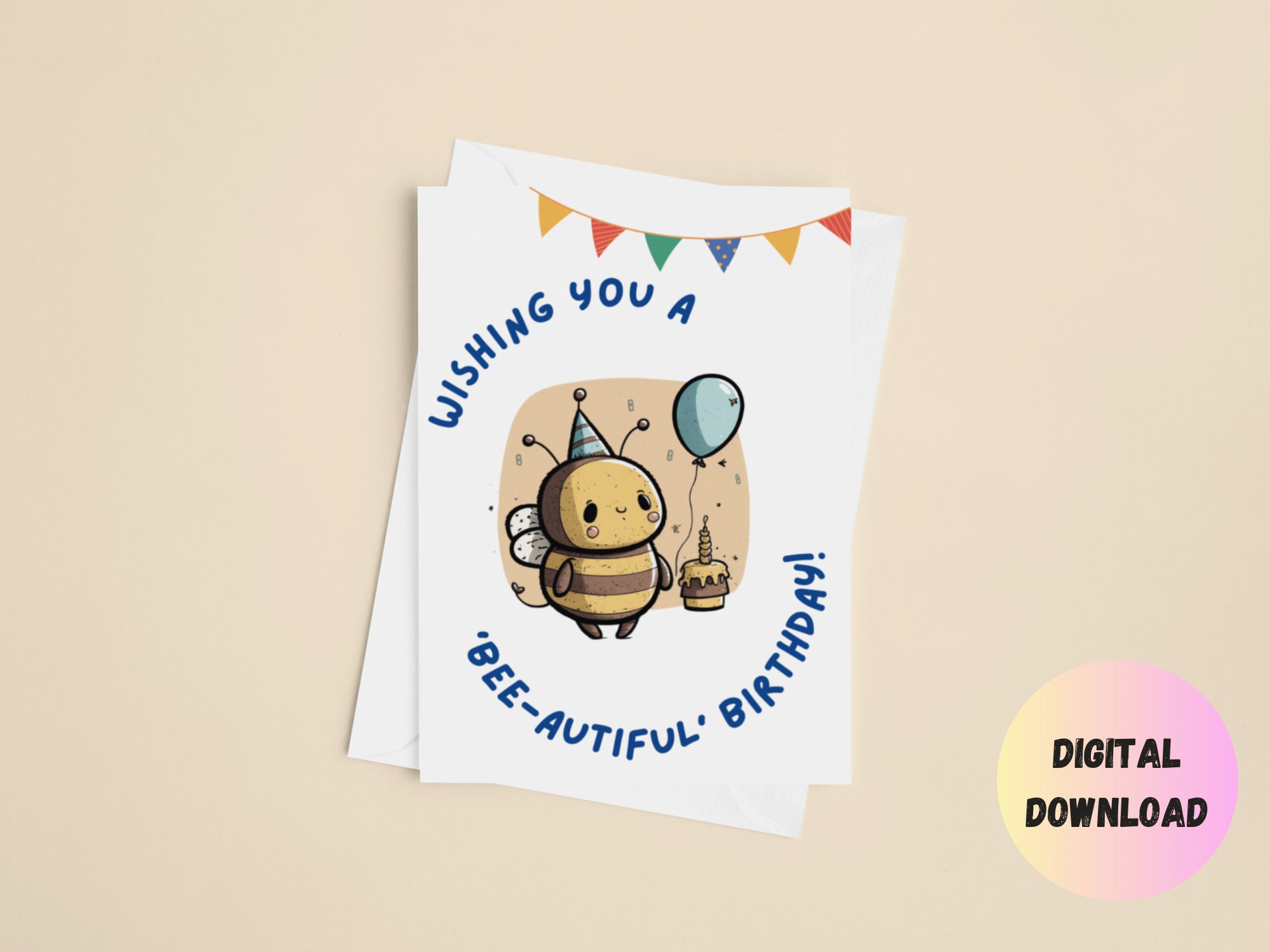 Bee Birthday Card, Printable Birthday Card, Birthday Card Puns, 5x7 ...