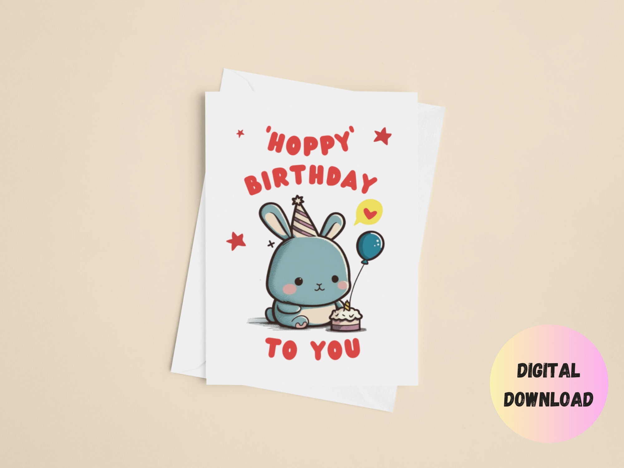 Bunny Birthday Card, Printable Birthday Card, Birthday Card Puns, 5x7 ...