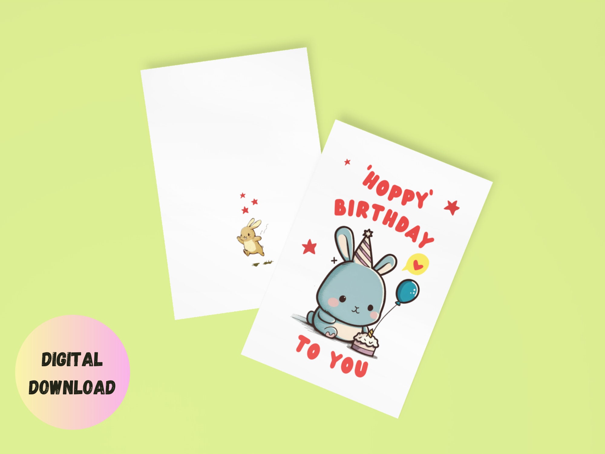 Bunny Birthday Card, Printable Birthday Card, Birthday Card Puns, 5x7 ...