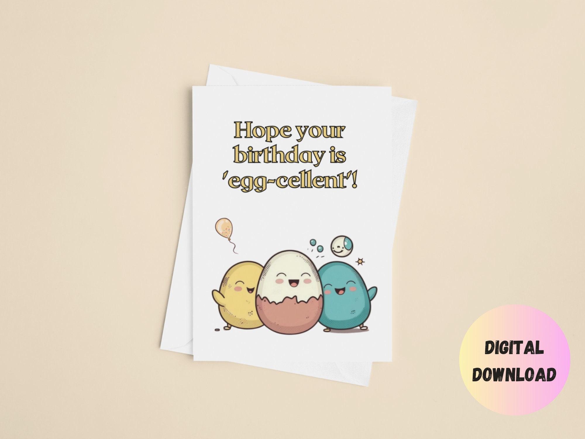 Egg Birthday Card, Printable Birthday Card, Birthday Card Puns, 5x7 ...