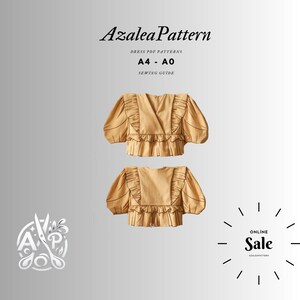 70's Vintage Style Dress Top Sewing Pattern, Blouse Pattern Cocktail ...