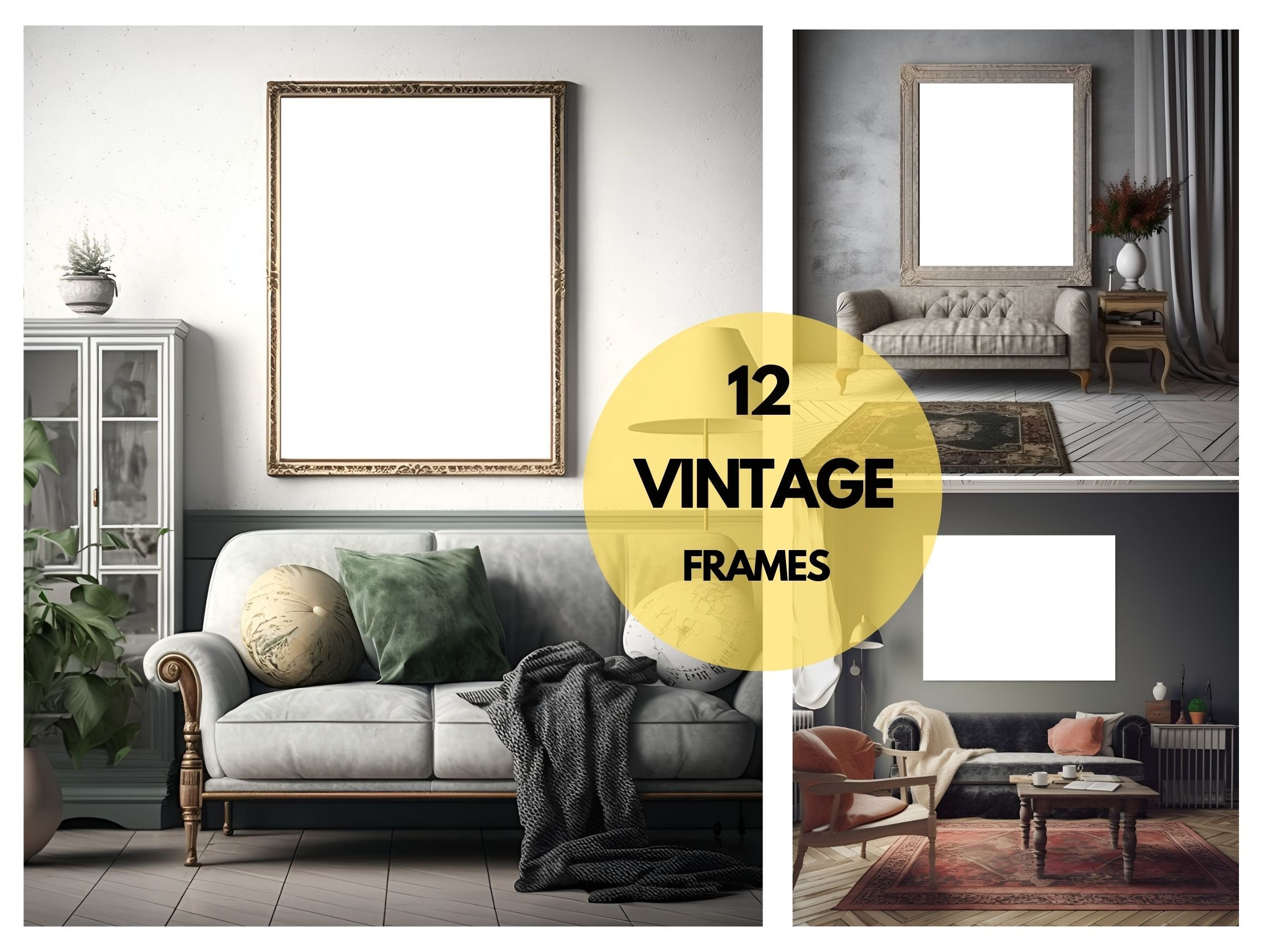 12 Vintage Frame Mockup Living Room Frame Art PSD Mockup - Etsy