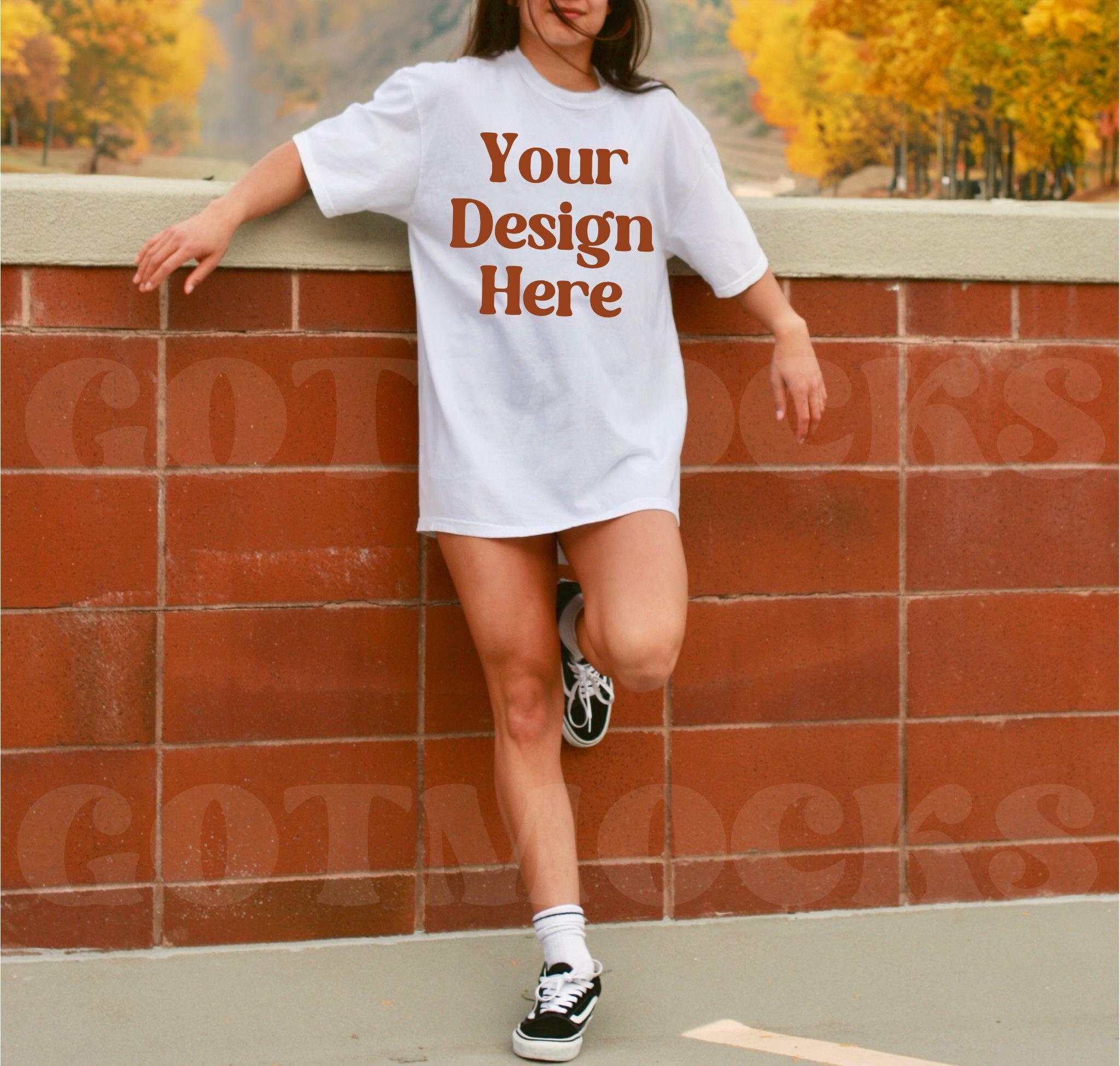 Comfort Colors White Fall Mockup Oversized Tshirt Autumn Mock up Trendy ...