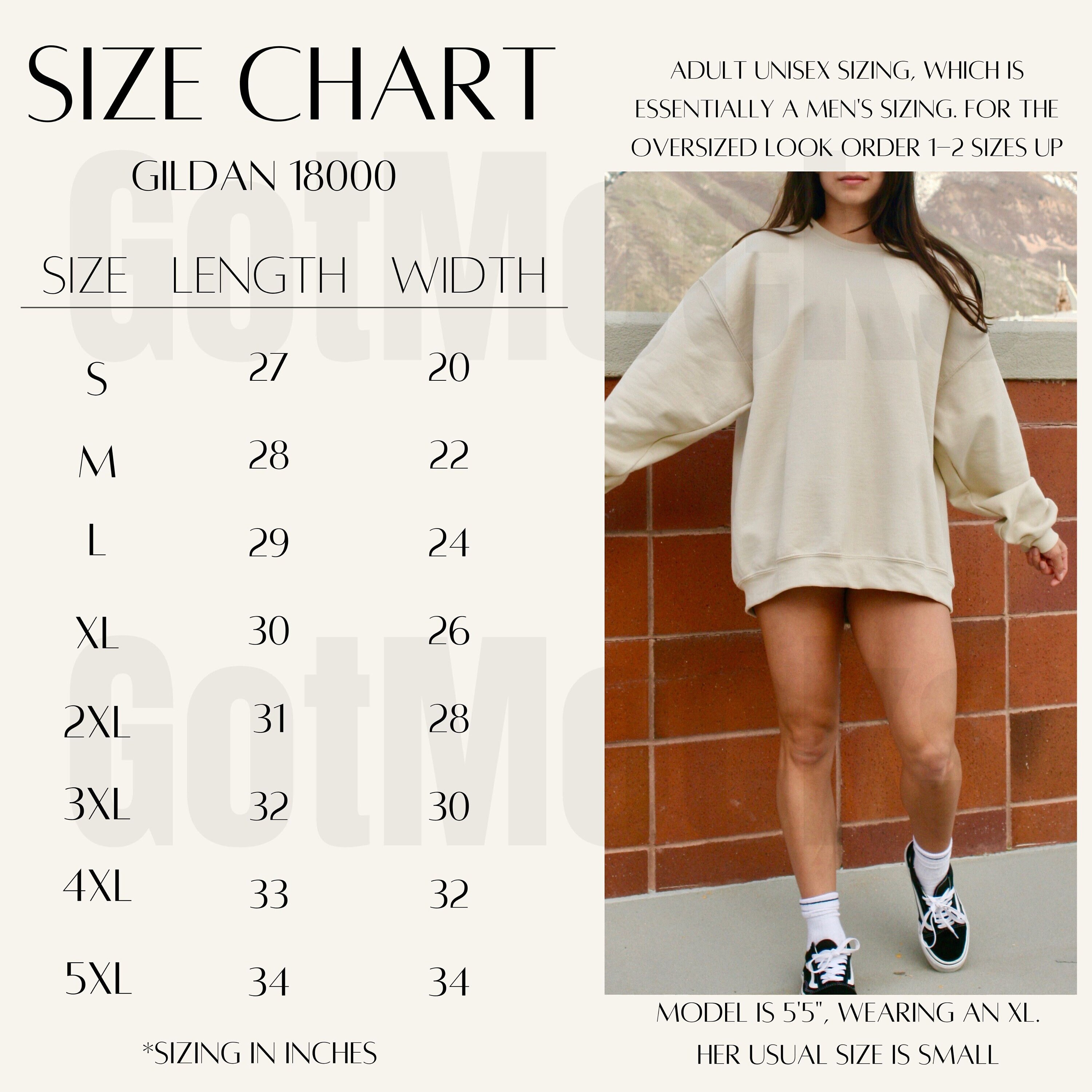 Gildan 18000 Size Chart Sweatshirt Trendy Aesthetic G180 Sizing Chart ...