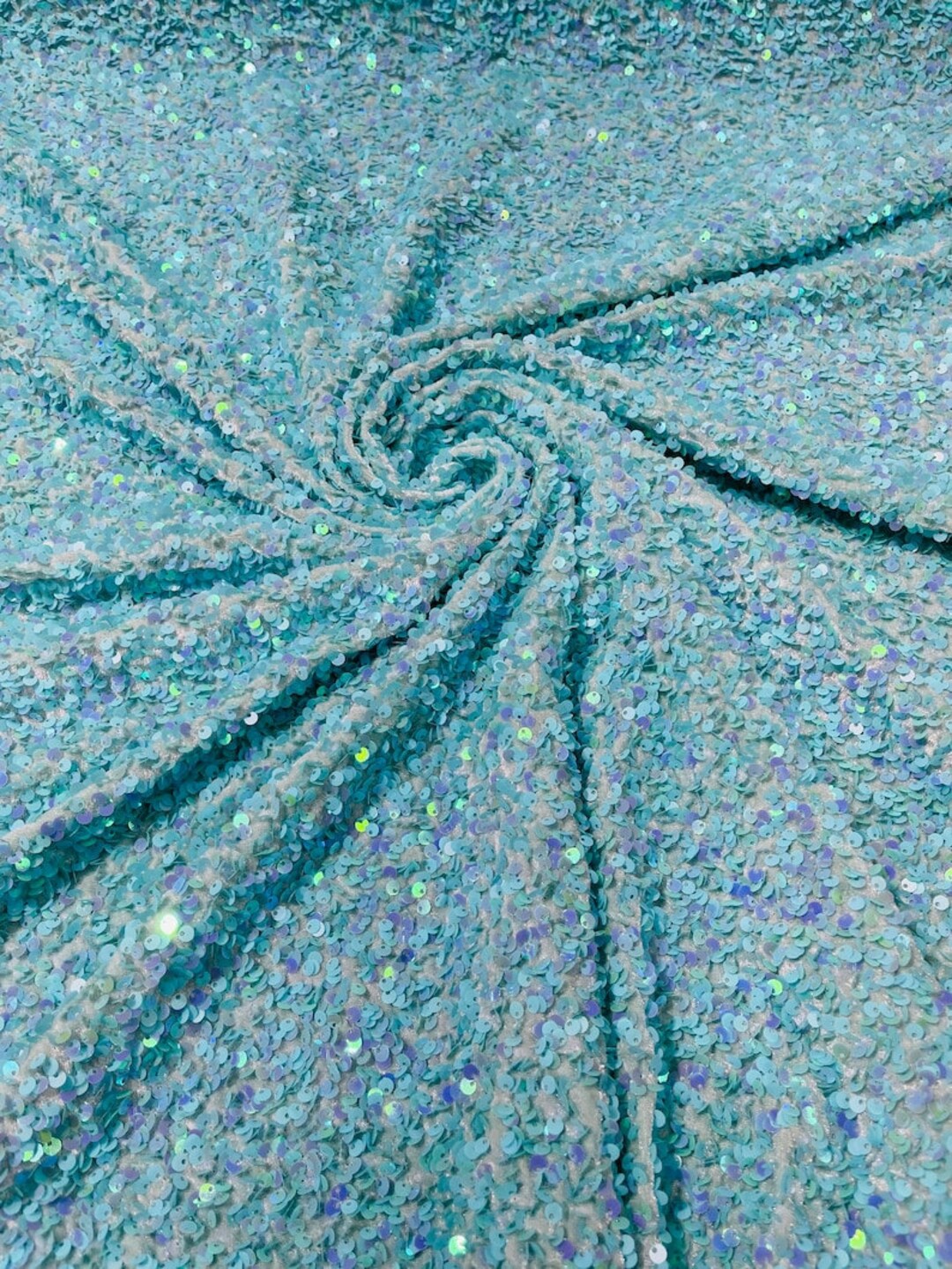 Mint Shiny 5mm Sequin Stretch Velvet Fabric-prom-nightgown Fabric- Sold ...