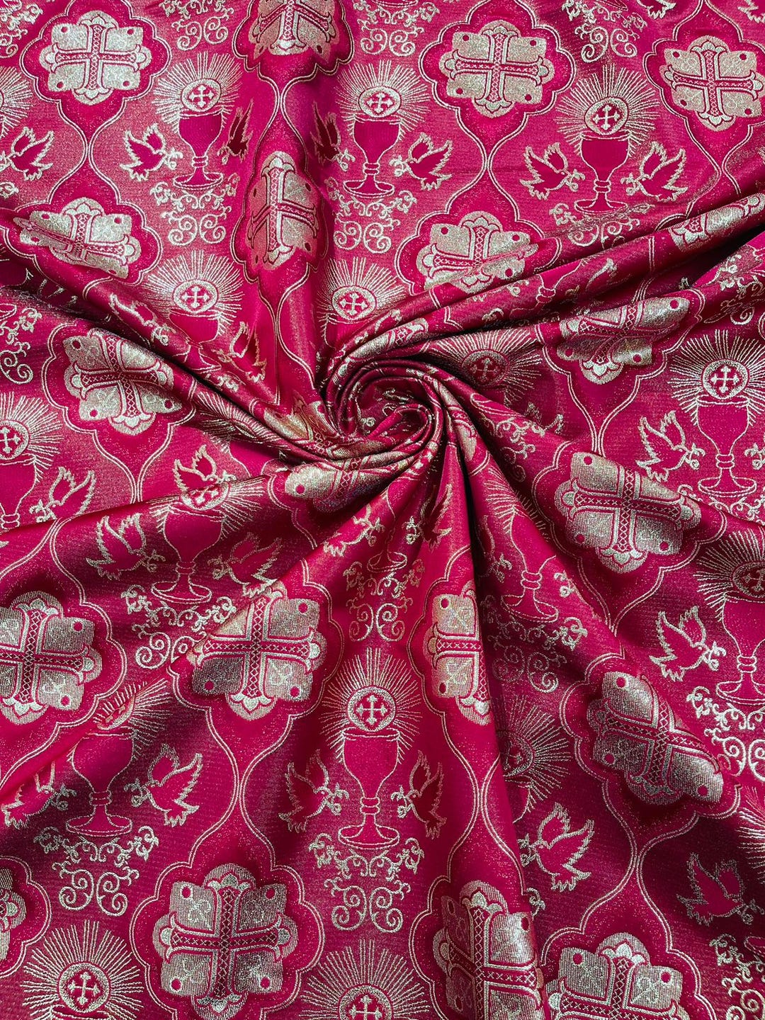 Metallisches Kreuz/chalis Brokat Jacquard /religiöser Brokat/150cm ...