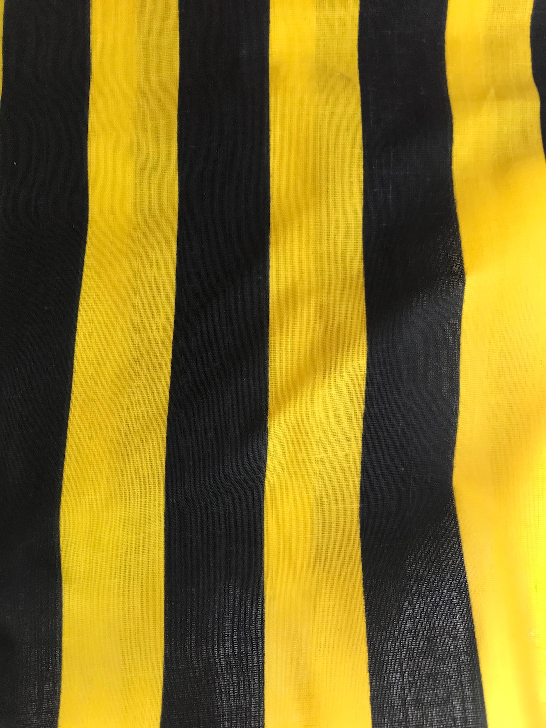 Black on Yellow 60" Wide by 1" Stripe Poly Cotton Fabric Sold by the ...