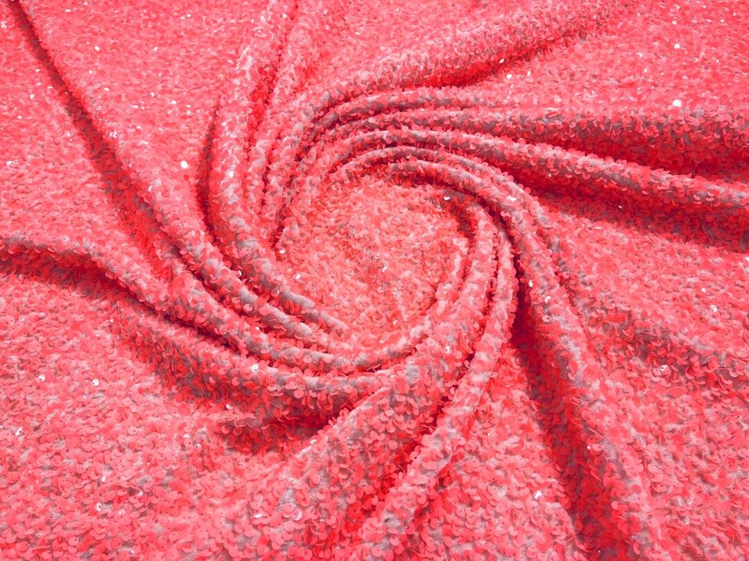 Coral / Pink Shiny 5mm Sequin Stretch Velvet Fabric-prom-nightgown ...