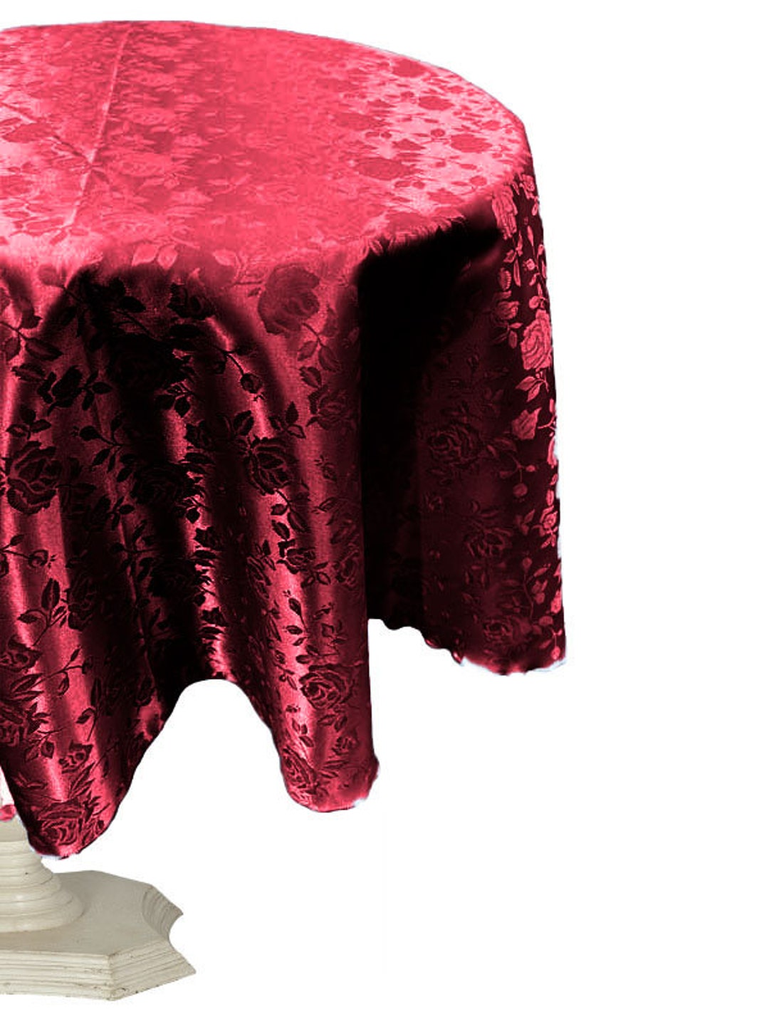 Round Tablecloth Roses Jacquard Satin Overlay for Small Coffee Table ...