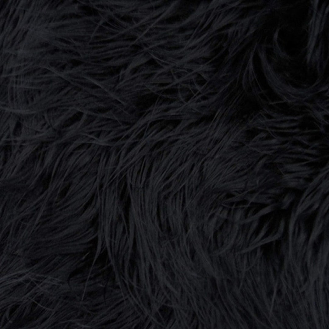 Black Mongolian Faux Fur Fabric by the Yard. - Etsy