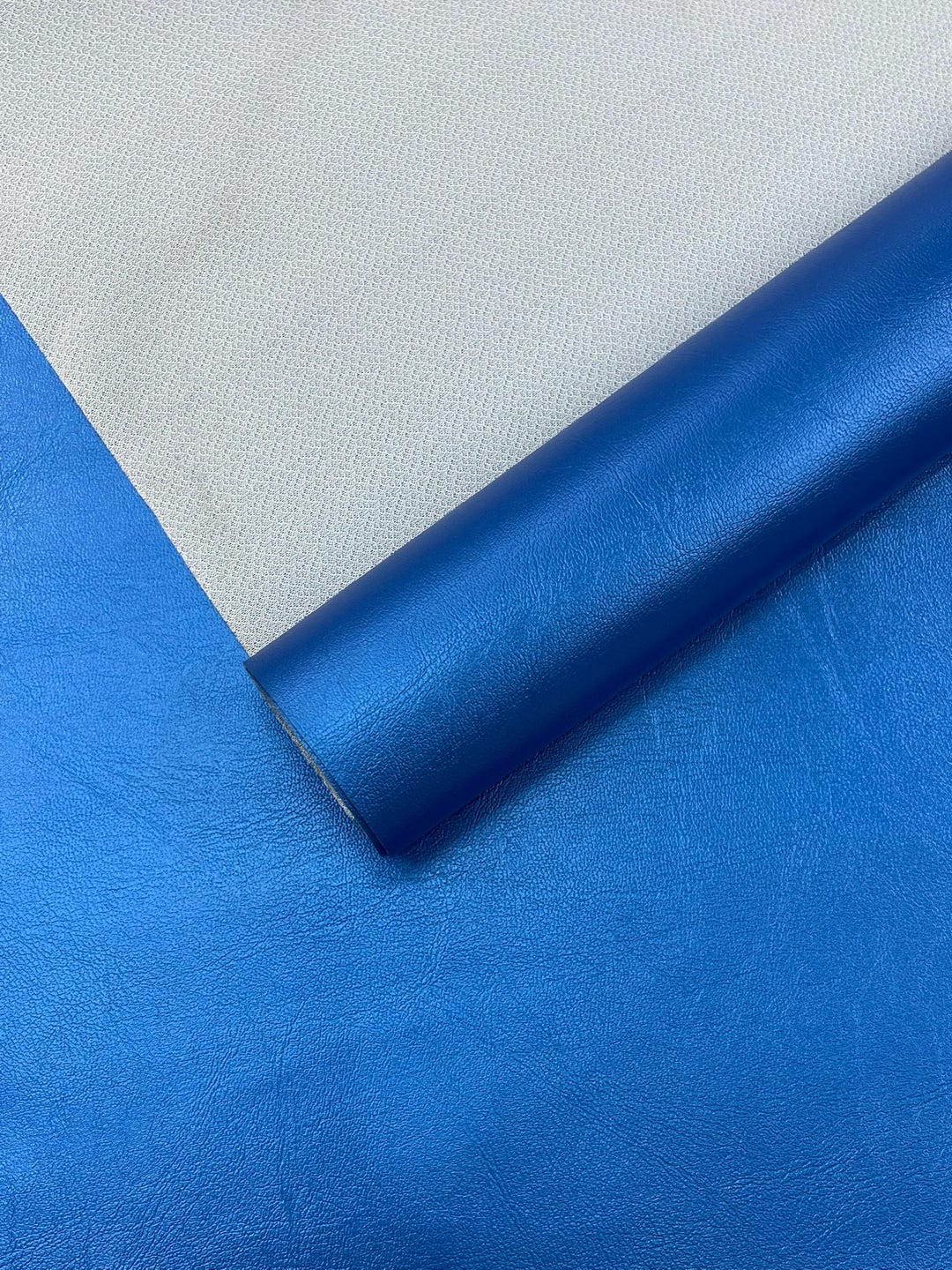 Metallic Blue Marine Vinyl Fabric Sold by the Yard/vinyl Fabric Faux ...