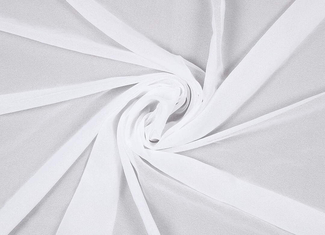 White - 100% Polyester Soft Light Weight, Sheer, See Through Chiffon ...