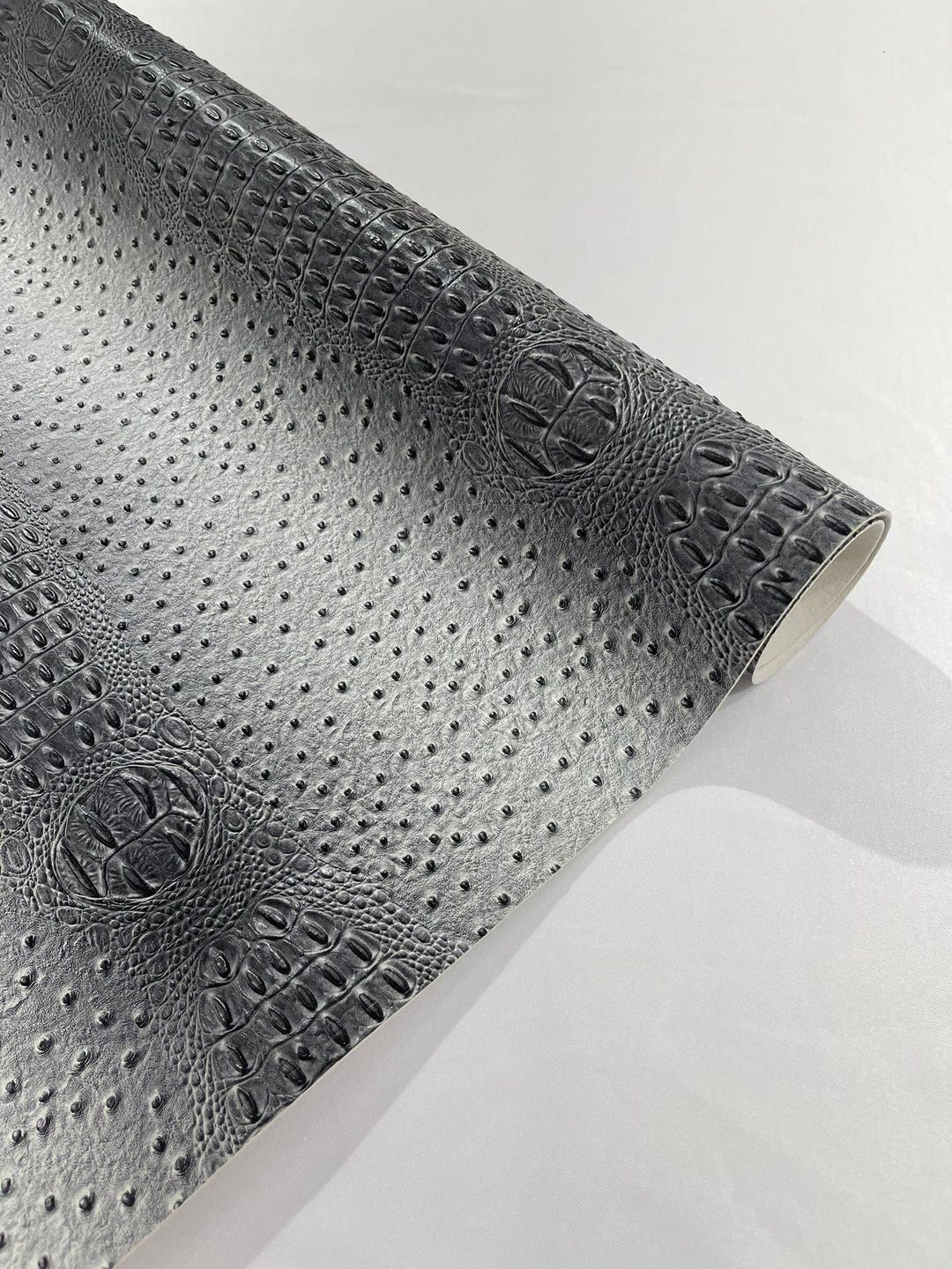 54” Wide Gator/ostrich Two Tone Fake Leather Upholstery, 3-D Crocodile ...
