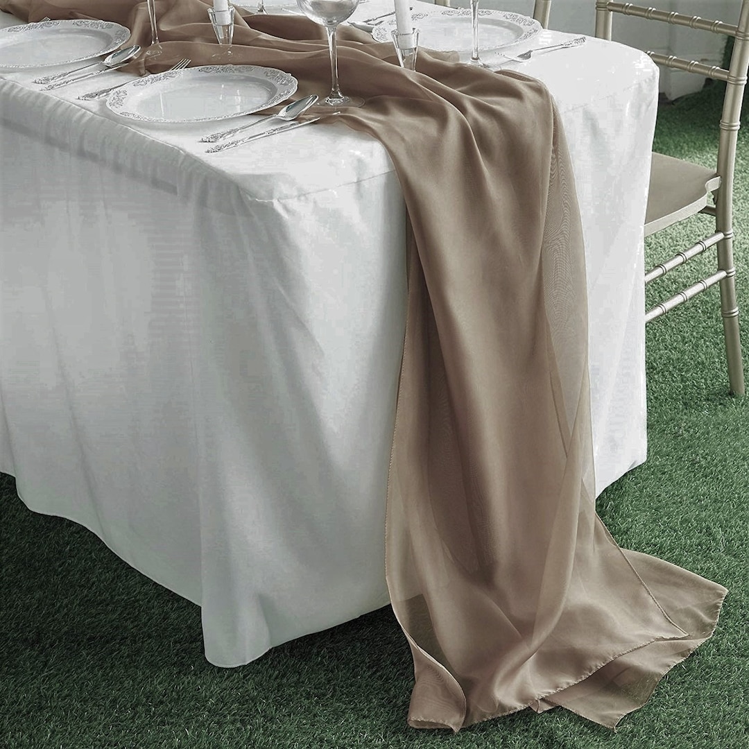 Taupe - VIP TEXTILE INC, Chiffon Table Runner Extra Long, Wedding ...