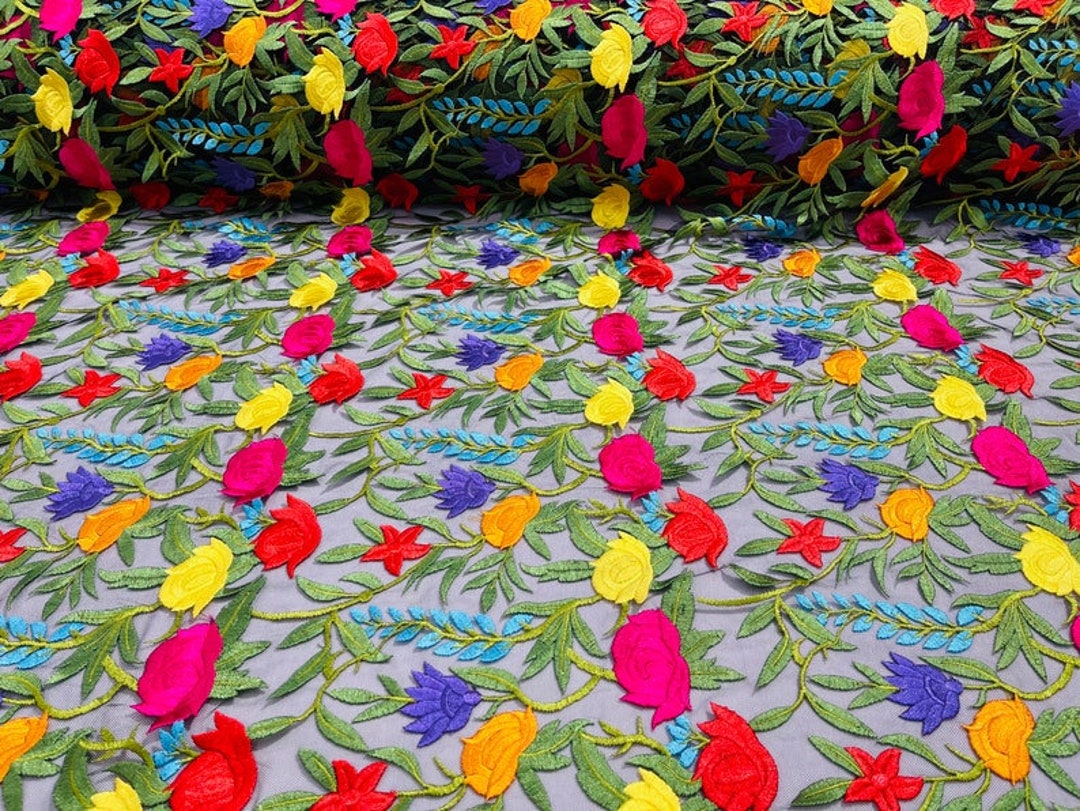 Maria Multi Color Mexican Sarape Floral Design Embroider on a Black ...