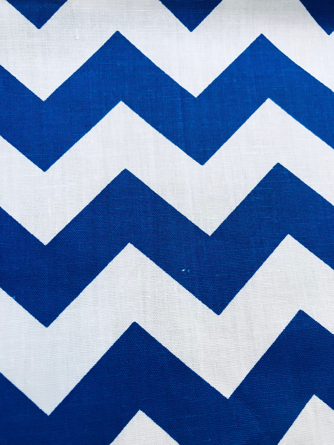 Royal on White Chevron Zig Zag Poly Cotton Fabric - 58-60" Wide 1 Inch ...