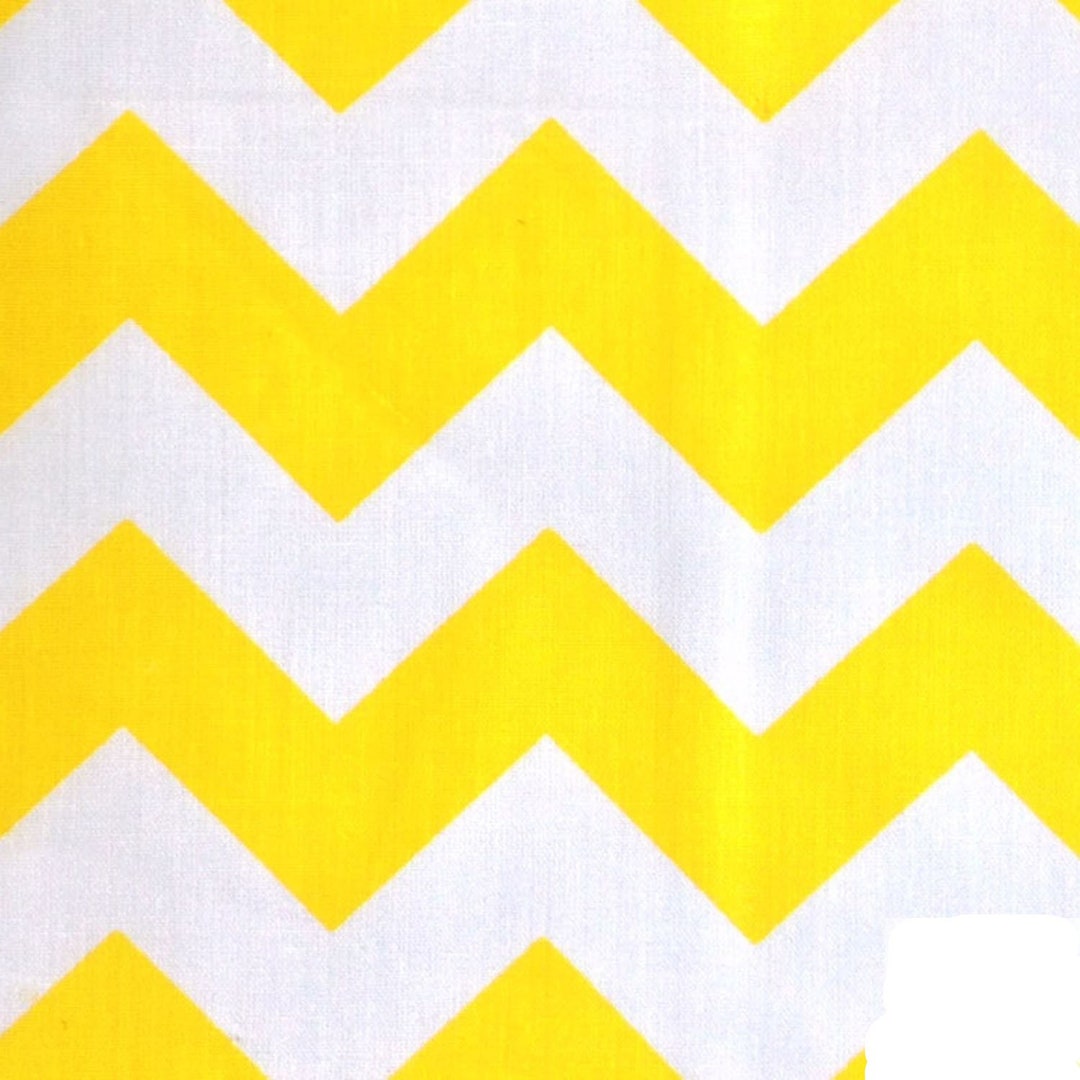 Gelb auf Weiß Chevron Zick Zag Poly Baumwollstoff - 58-60 "Breit 1 Zoll ...