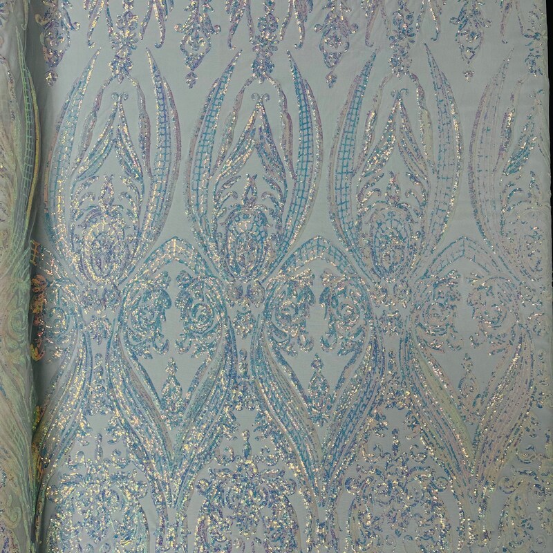 Light Blue Damask Fabric - Etsy