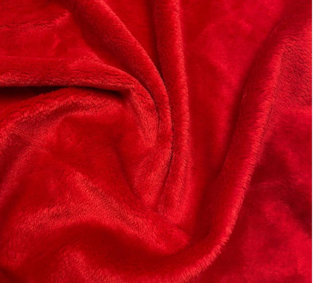 Viking Red Minky Smooth Soft Solid Plush Faux Fake Fur Fabric Polyester ...