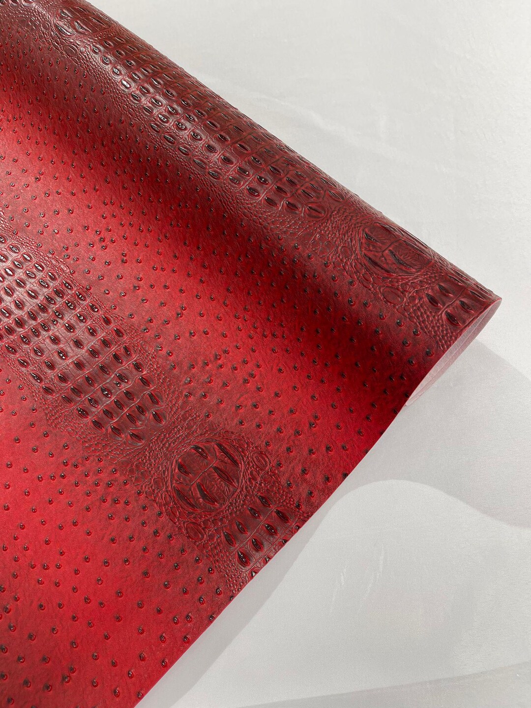 54” Wide Gator/ostrich Two Tone Fake Leather Upholstery, 3-D Crocodile ...