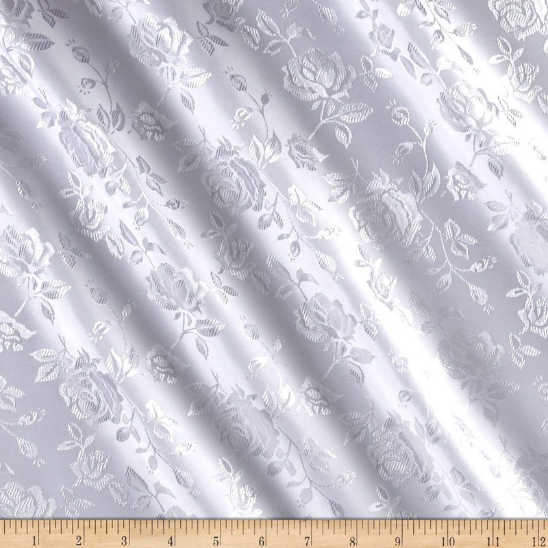 White Brocade Fabric - Etsy