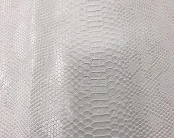White, 53/54 Wide Snake Fake Leather Upholstery, 3-D Viper Snake Skin ...