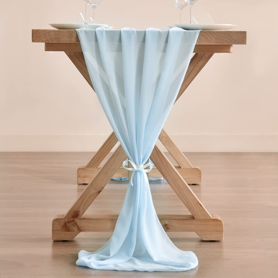 Light Blue - VIP TEXTILE INC, Chiffon Table Runner Extra Long, Wedding ...